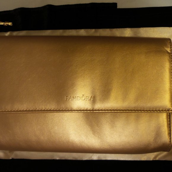 Pandora | Bags | Pandora Clutch Gold Color With Silk Dust Bag | Poshmark